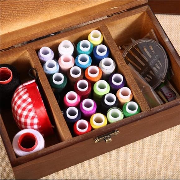 Other | Wooden Sewing Kit Box For Adults Beginner With Accessories ...